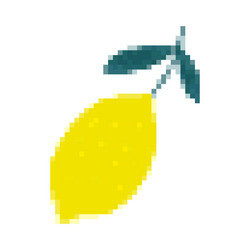 Pixel lemon fruit detailed isolated Royalty Free Vector
