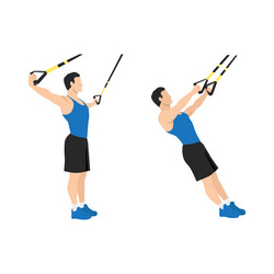 Man doing trx suspension strap rows Royalty Free Vector