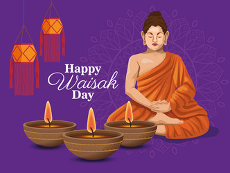 Waisak day lettering poster Royalty Free Vector Image