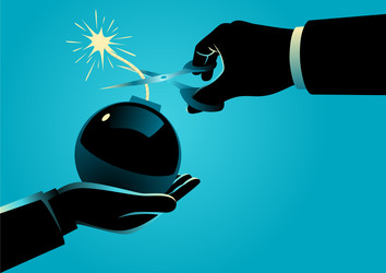 Man giving a bomb with a lit fuse and other Vector Image