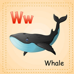 Letter w is for whale cartoon alphabet Royalty Free Vector
