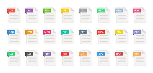 File format extensions icons collection Royalty Free Vector
