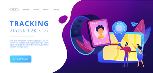 Gps kids tracker concept landing page Royalty Free Vector