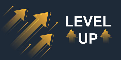 Level up icon in flat style achievement Royalty Free Vector