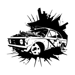 Crashed car wreck automobile clipart Royalty Free Vector