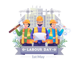 1st may labour day construction workers Royalty Free Vector