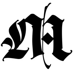 Letter m in gothic style alphabet symbol Vector Image