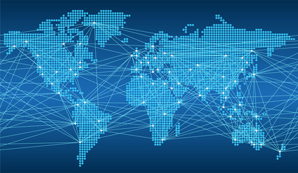 World map connection blue background Royalty Free Vector