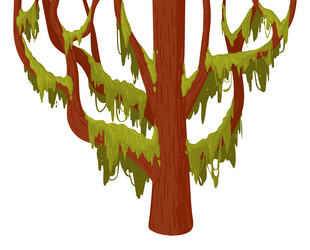 Cartoon moss growing on stump swamp Royalty Free Vector