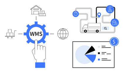 Warehouse management system process with charts Vector Image