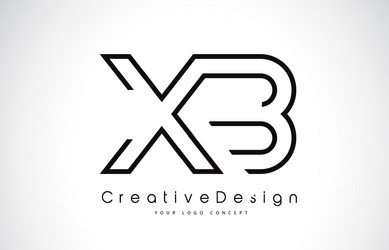 Xb x b letter logo design with swoosh and black Vector Image