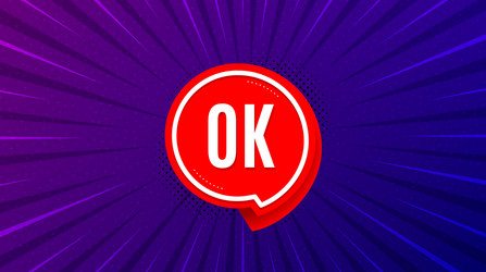Ok banner approved chat bubble sticker Royalty Free Vector