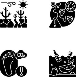Global problems black glyph icons set on white Vector Image