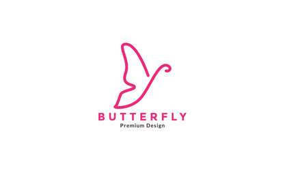 Simple flat insect butterfly pink logo design Vector Image
