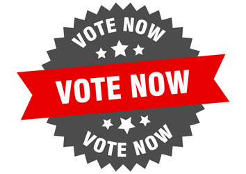 Vote now button now rounded red sign now Vector Image