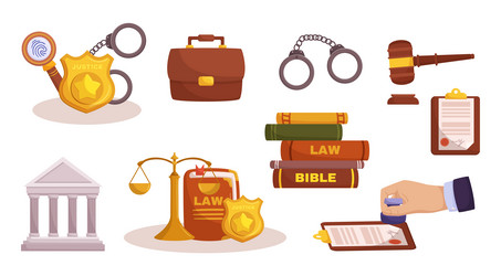 Law elements set essential tools for legal Vector Image