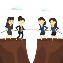 Pulling a rope isolated cartoon Royalty Free Vector Image