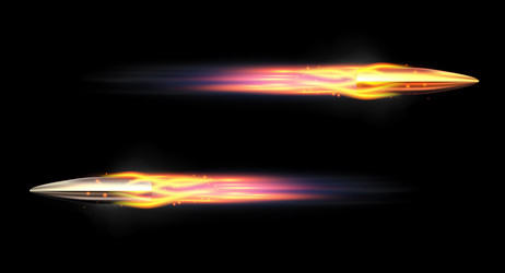 Bullet realistic flying with smoke traces Vector Image