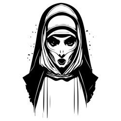 Halloween the nun scary sketch hand draw Vector Image