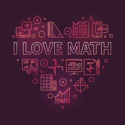 Mathematics education outline heart shaped banner Vector Image