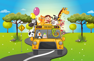 Animals on bus Royalty Free Vector Image - VectorStock