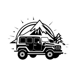 Beautiful jeep silhouette Royalty Free Vector Image