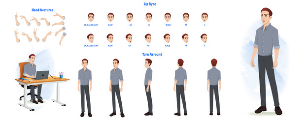 Beach man character model sheet beach character c Vector Image