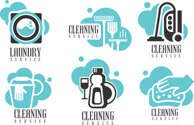 Laundry service poster design icons circle label Vector Image