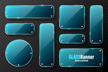 Realistic isolated glass frame blue transparent Vector Image