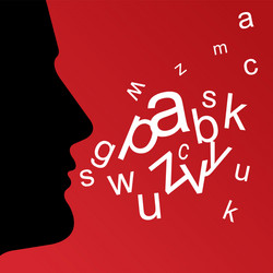 Black male profile silhouette speaking letters Vector Image