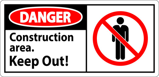 Construction area sign danger - active Royalty Free Vector