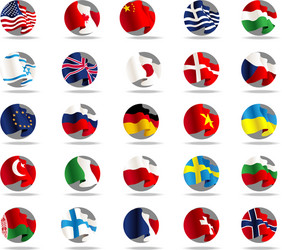 World flags round icons set Royalty Free Vector Image