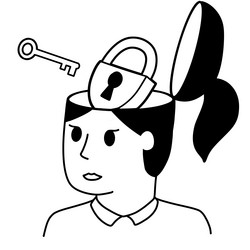 Man with lock in his head Royalty Free Vector Image