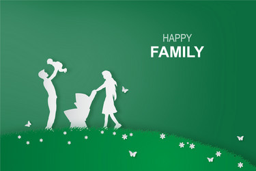 Green background happy family having fun playing Vector Image