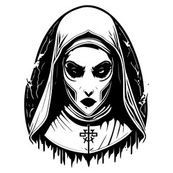 Halloween the nun scary sketch hand draw Vector Image