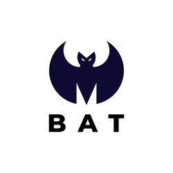 Metallic silver bat logo design Royalty Free Vector Image