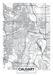 Detailed map calgary city linear print Royalty Free Vector