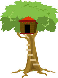 Fantasy tree house inside trunk on white Vector Image