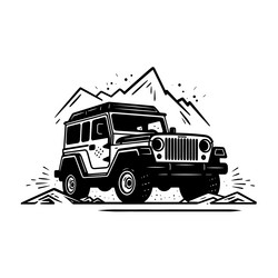 Beautiful jeep silhouette Royalty Free Vector Image
