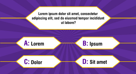 Question and answers template for quiz game Vector Image