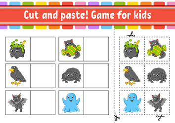 Cut and paste game for kids educational activity Vector Image