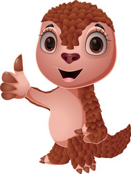 Cute pangolin animal front view cartoon Royalty Free Vector