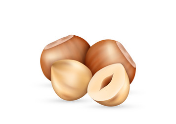 Peanut in shell realistic icon groundnut peeled Vector Image