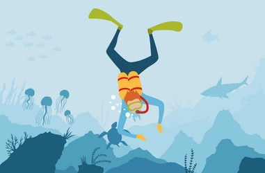 Cartoon diver Royalty Free Vector Image - VectorStock