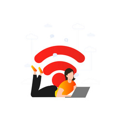Girl using wifi on laptop Royalty Free Vector Image