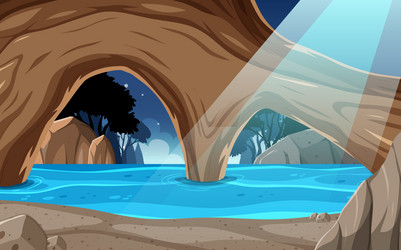Inside cave landscape in cartoon style Royalty Free Vector