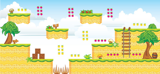 Retro 2d Arcade Game Level Platforms Background Vector Image