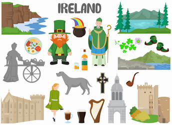 Set of ireland famous landmarks Royalty Free Vector Image