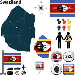Location of swaziland on the world map marked Vector Image