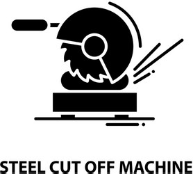 Steel cut off machine icon black sign Royalty Free Vector